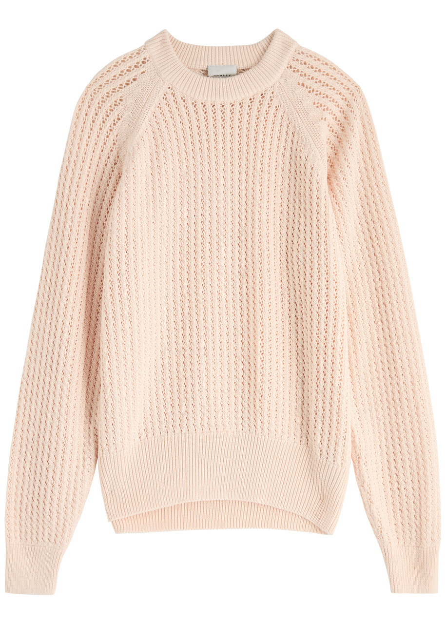 Varley Clay Open-knit Cotton Jumper Light Pink Varley
