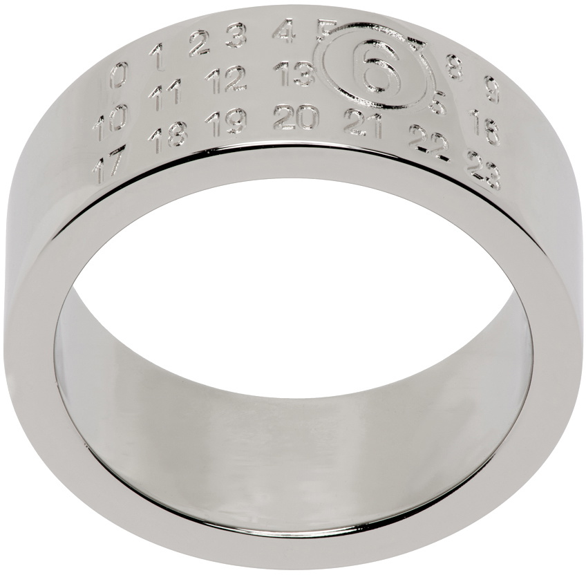 MM6 Maison Margiela Silver Numeric Minimal Signature Ring MM6 Maison ...