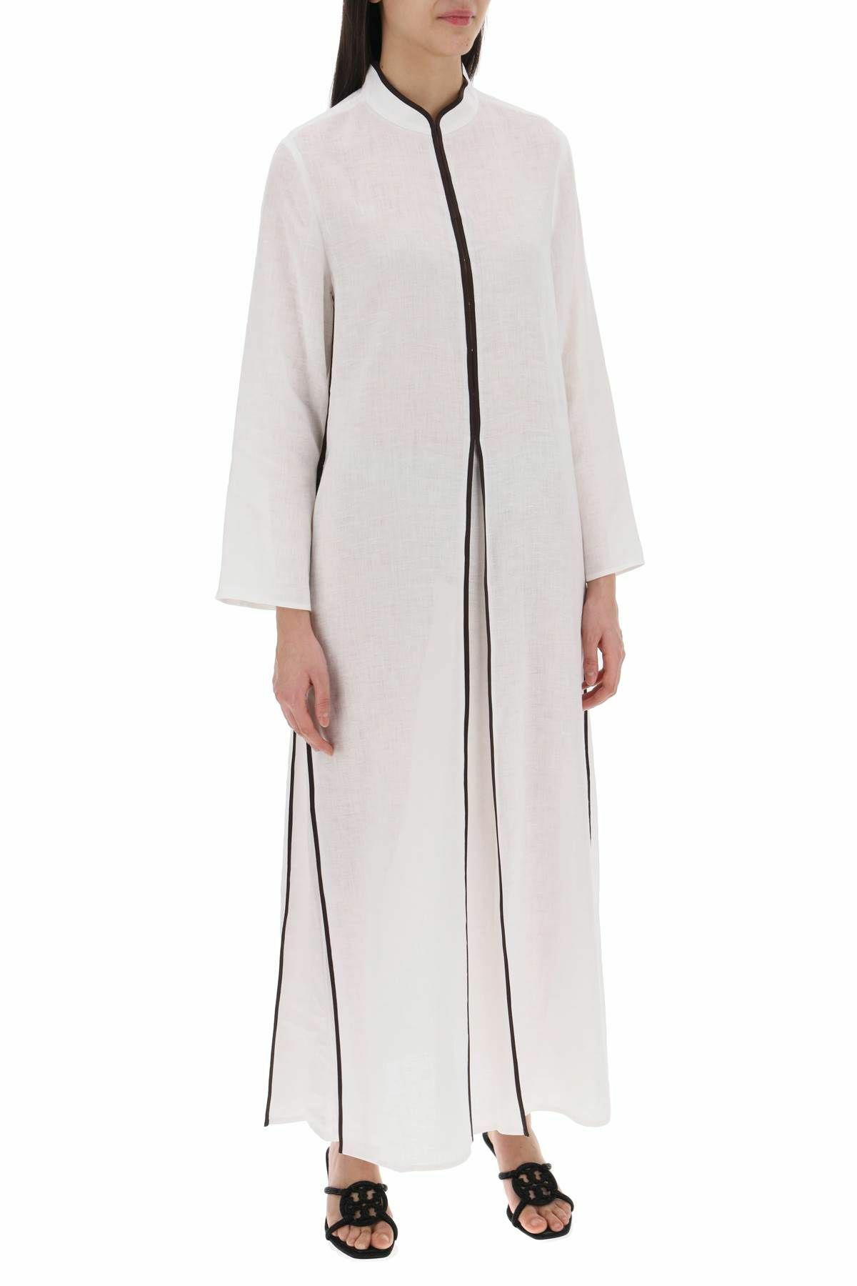 TORY BURCH long linen caftan dress White Tory Burch