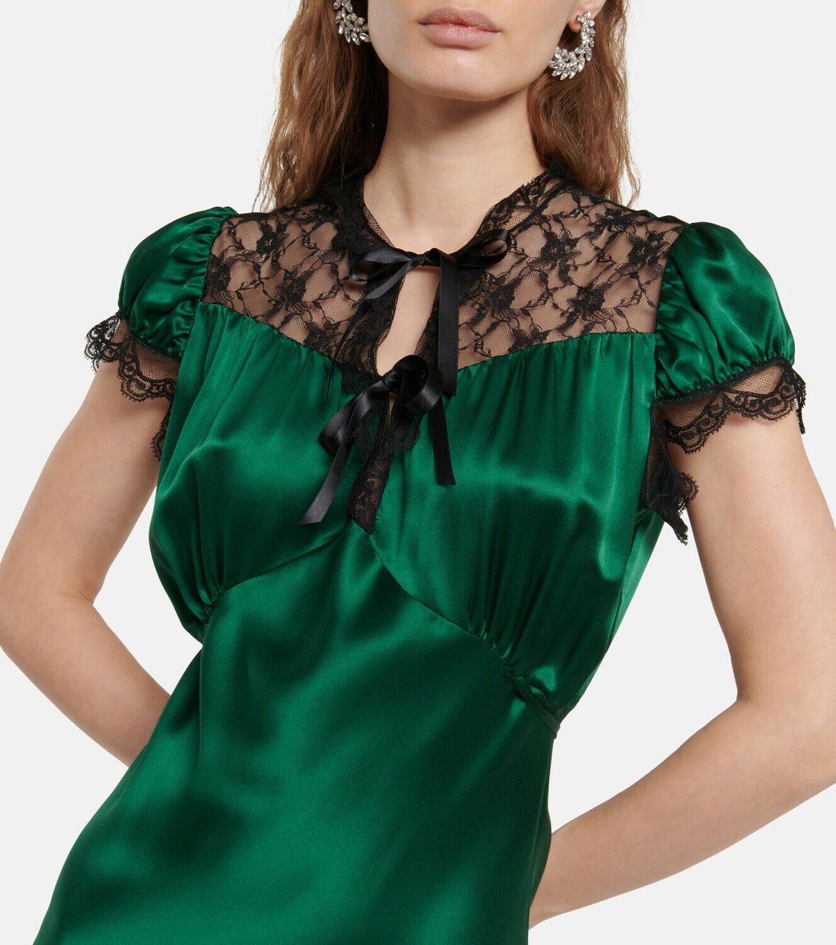 Rodarte - Lace-trimmed silk satin gown Rodarte