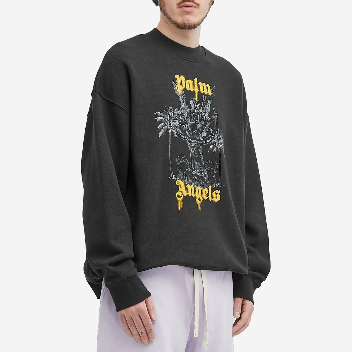 Palm Angels Men's Pencil Crew Sweat in Black Palm Angels
