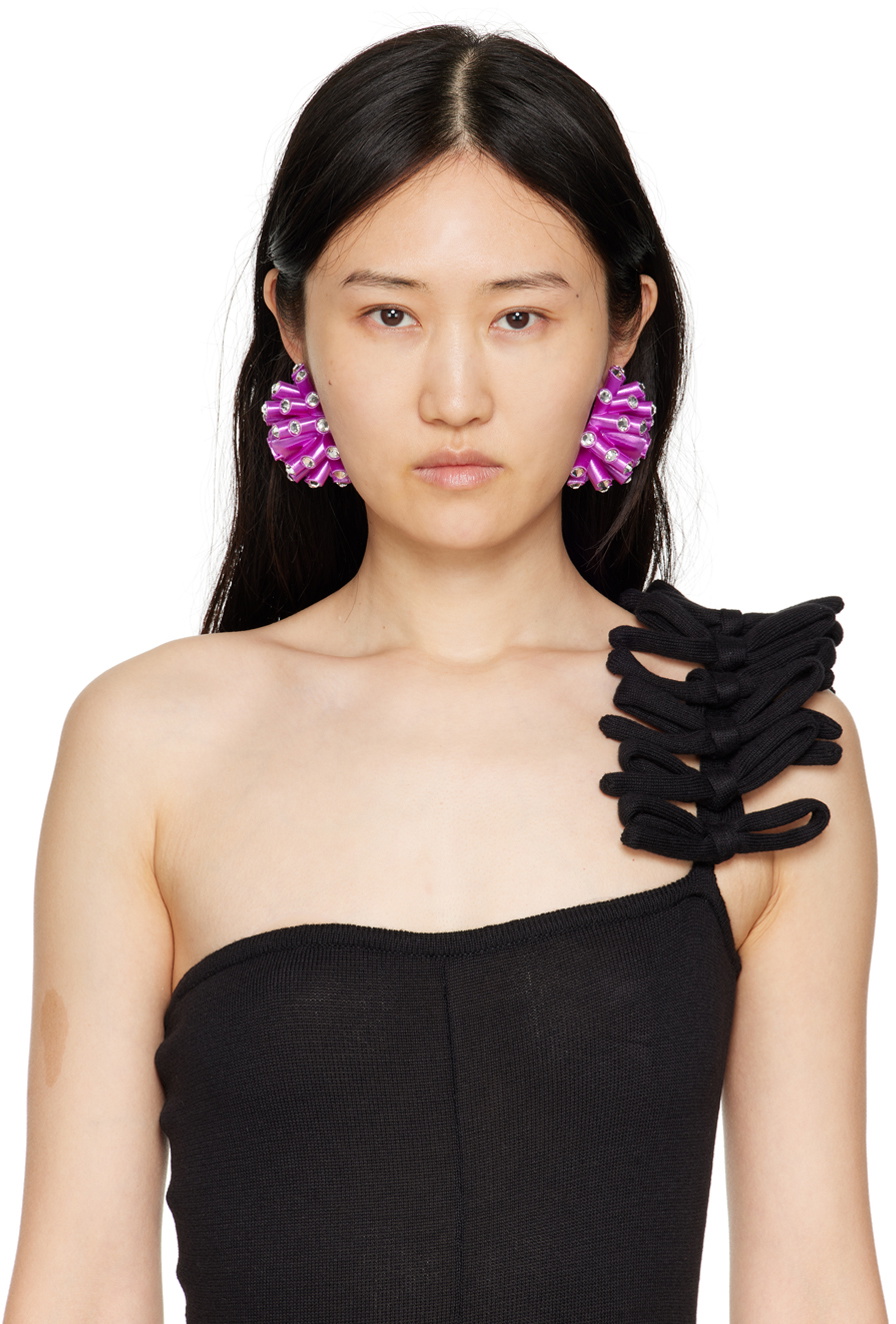 Roussey SSENSE Exclusive Purple 3D-Printed Date Earrings Roussey