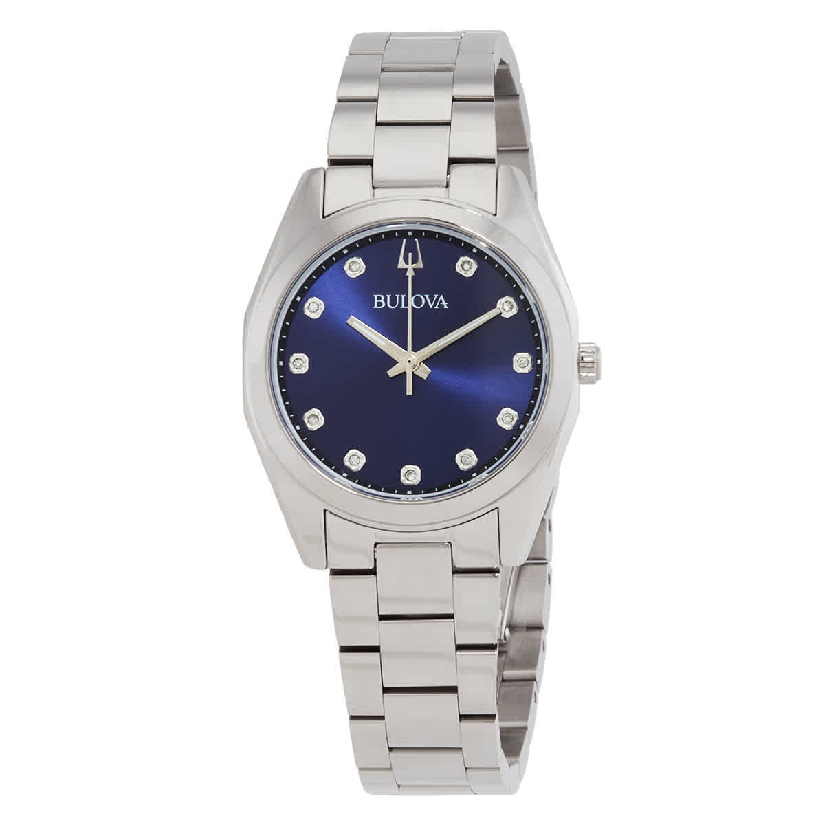 Bulova Surveyor Quartz Diamond Blue Dial Ladies Watch 96P229 Bulova