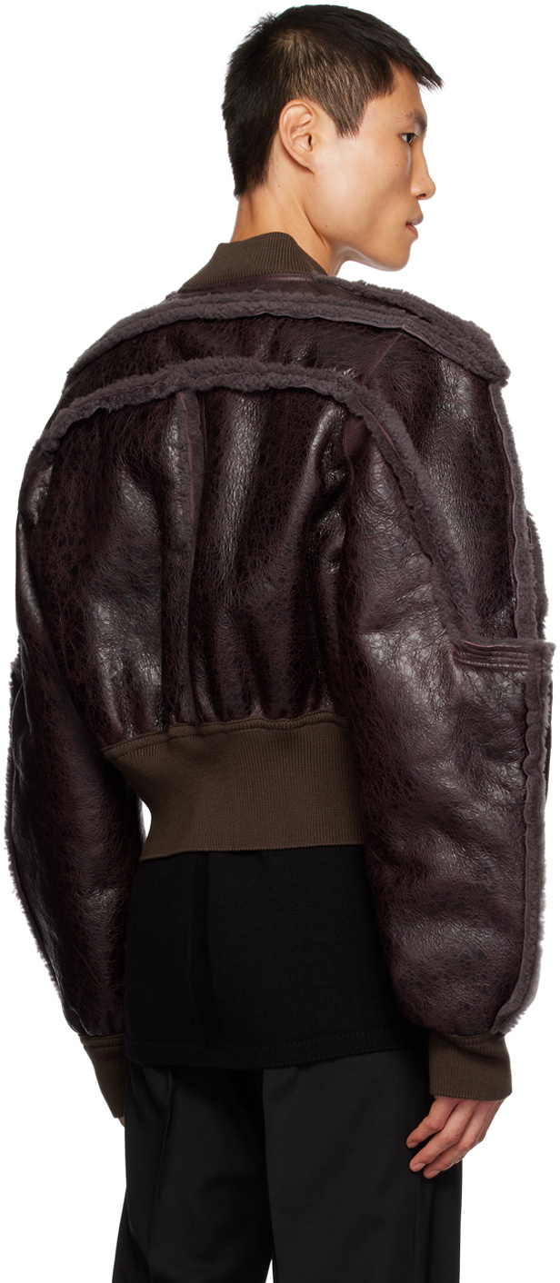 Rick Owens Purple Girdered Shearling Bomber Jacket Rick Owens