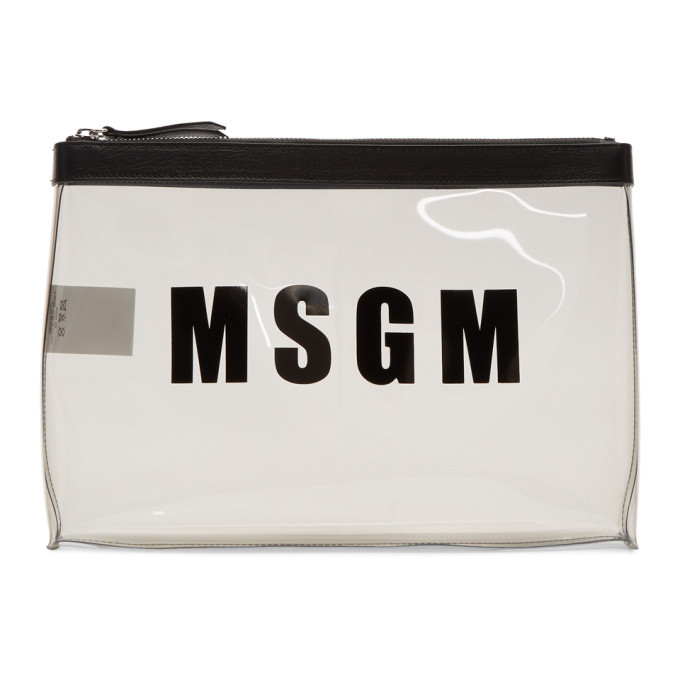 MSGM Grey Vinyl Plastic Pouch MSGM