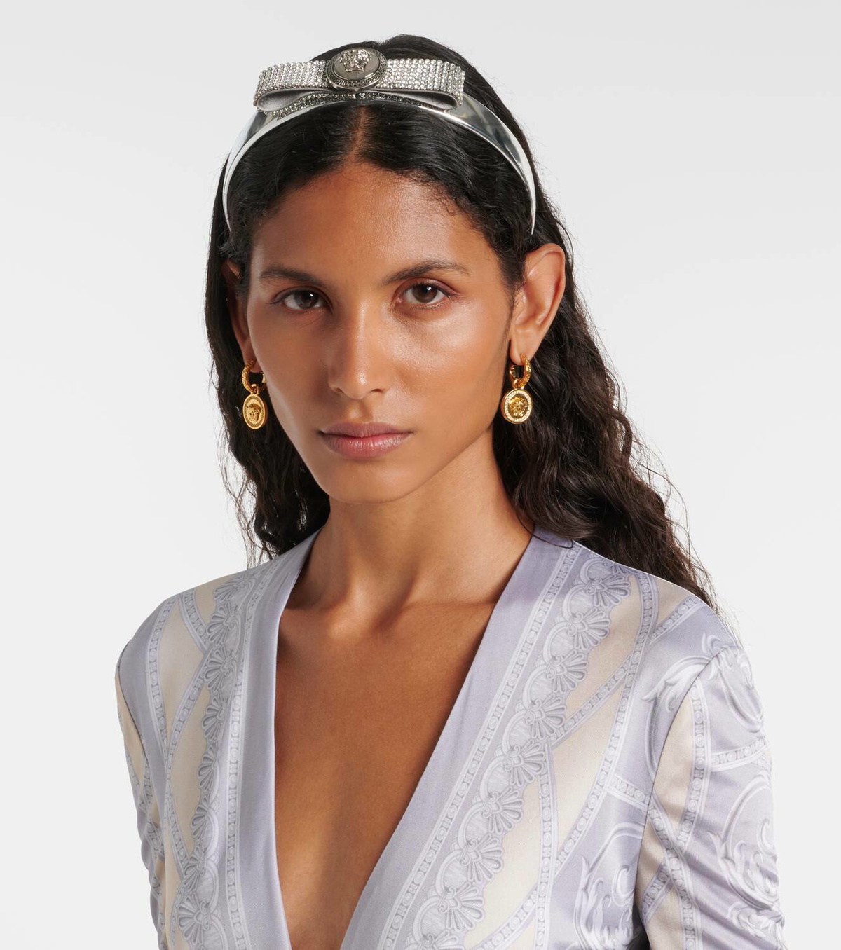 Versace Biggie Medusa metallic leather headband Versace