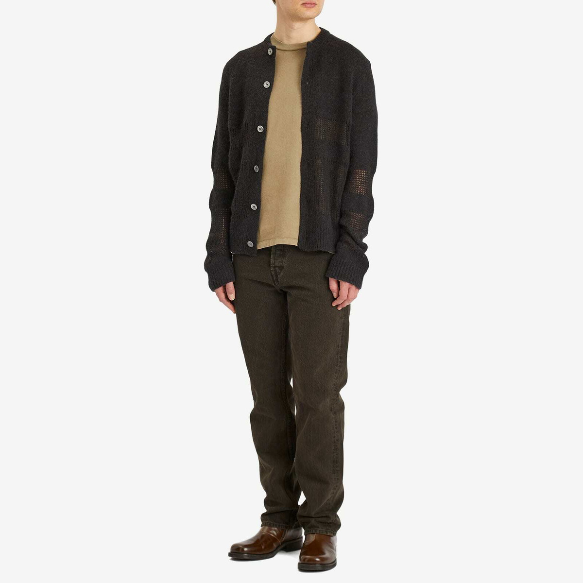 Our Legacy Men's Alpaca Opa Cardigan in Licorice Misty Alpaca Our Legacy