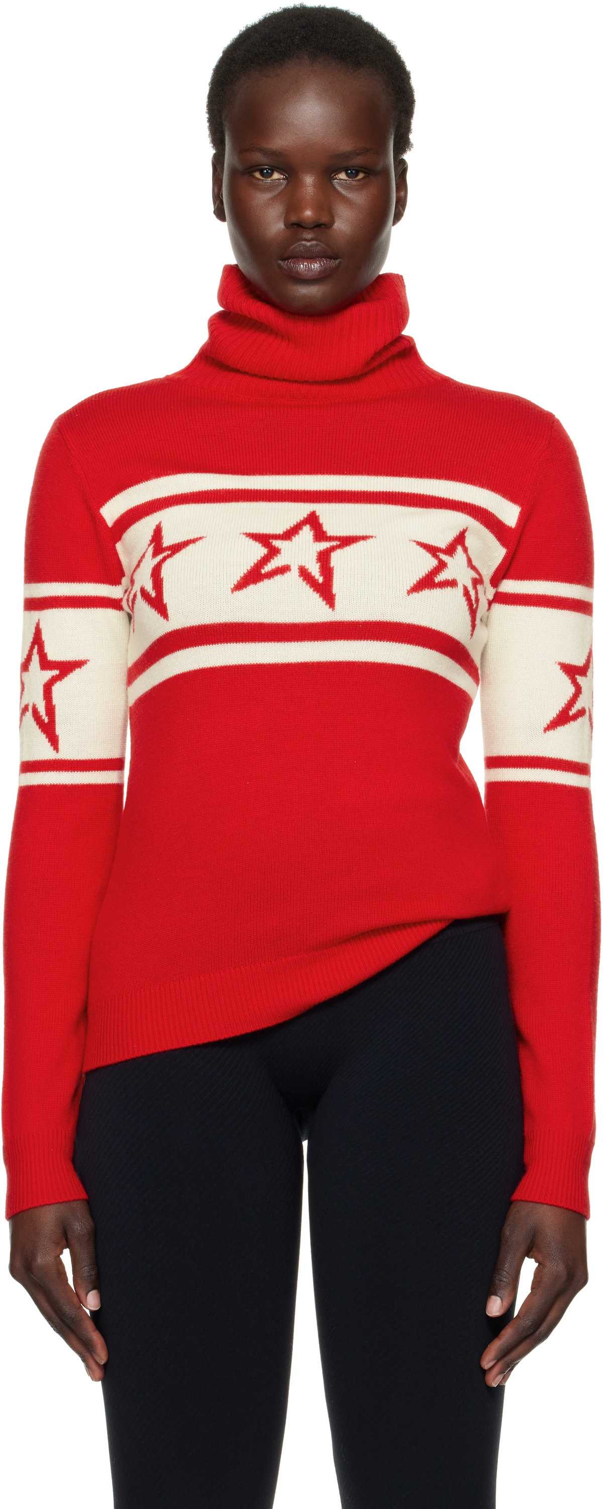 Perfect Moment Red Chopper Merino Wool Turtleneck Perfect Moment