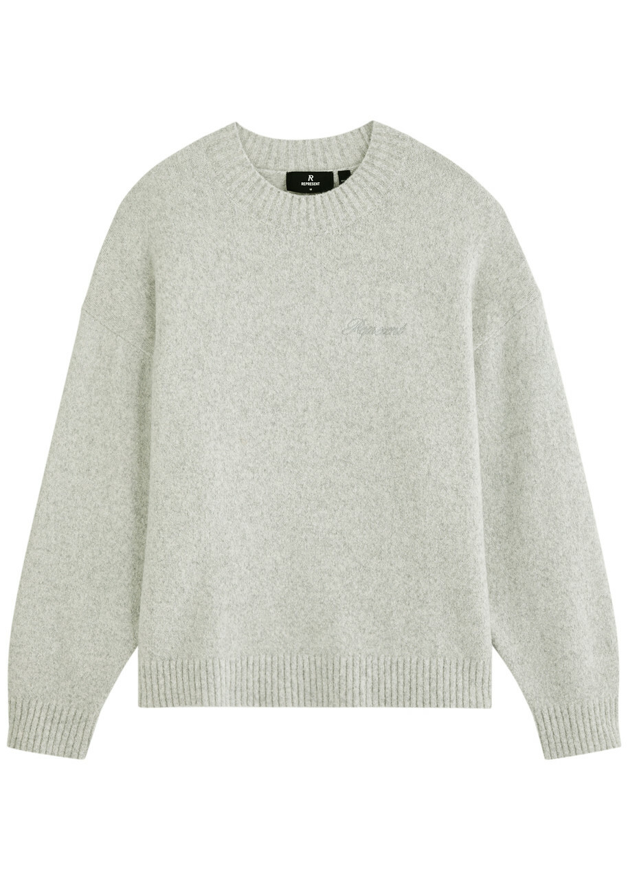 Represent Logo-embroidered Knitted Jumper Grey Represent