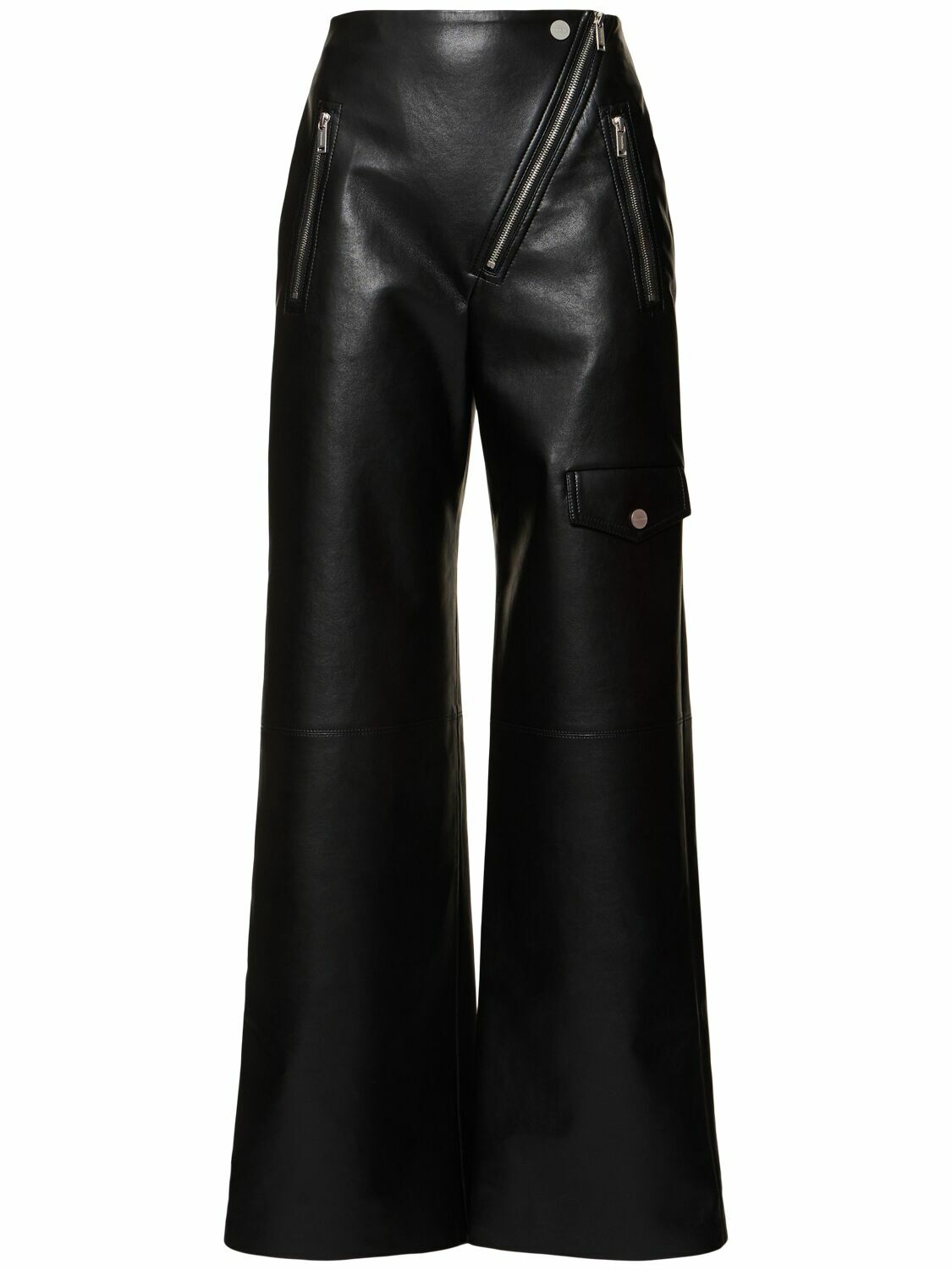 NANUSHKA Hayes Faux Leather Straight Pants with zip Nanushka