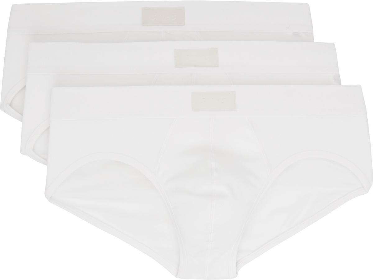 SKIMS Three-Pack White SKIMS Cotton Briefs SKIMS