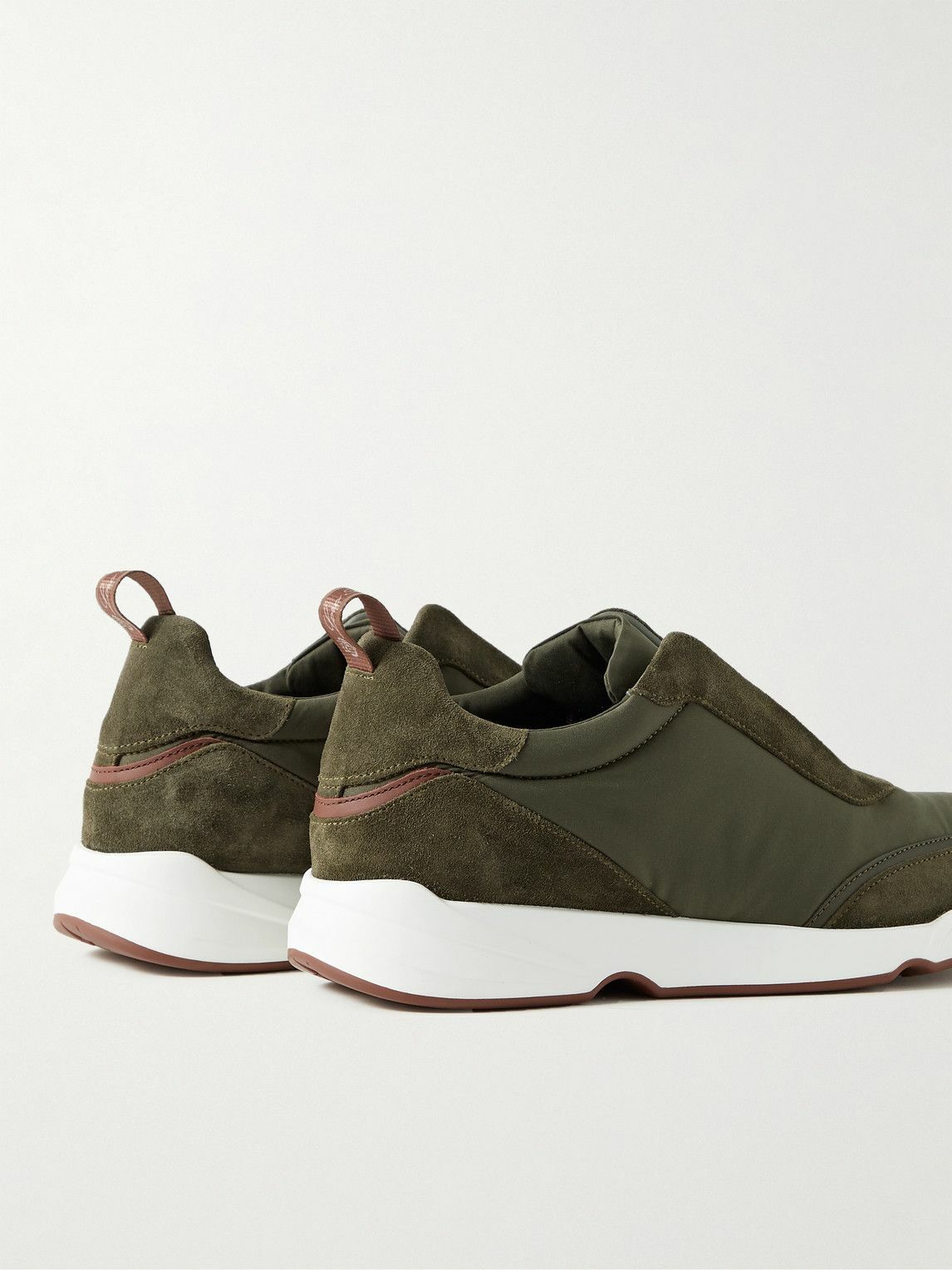 Loro Piana - Modular Leather-Trimmed Suede and Twill Sneakers - Green ...