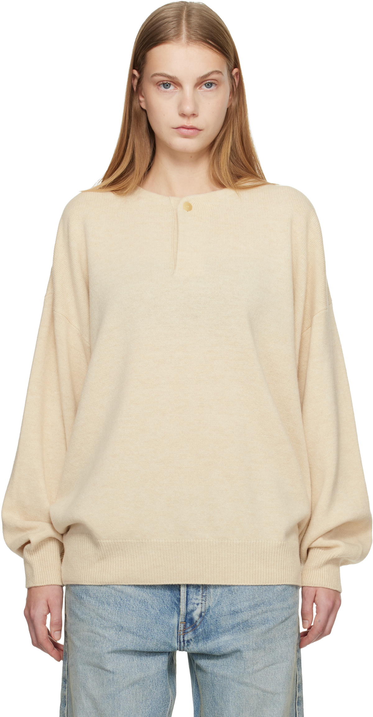 Fear of God Beige Henley Sweater Fear Of God