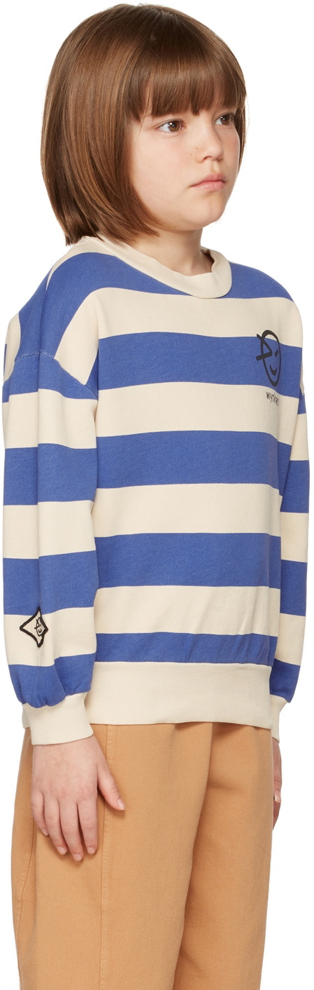 Wynken Kids Blue & Beige Logo Stripe Sweater Wynken