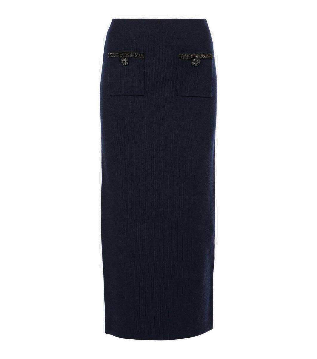 Self-Portrait Wool and cotton-blend midi skirt Self-Portrait