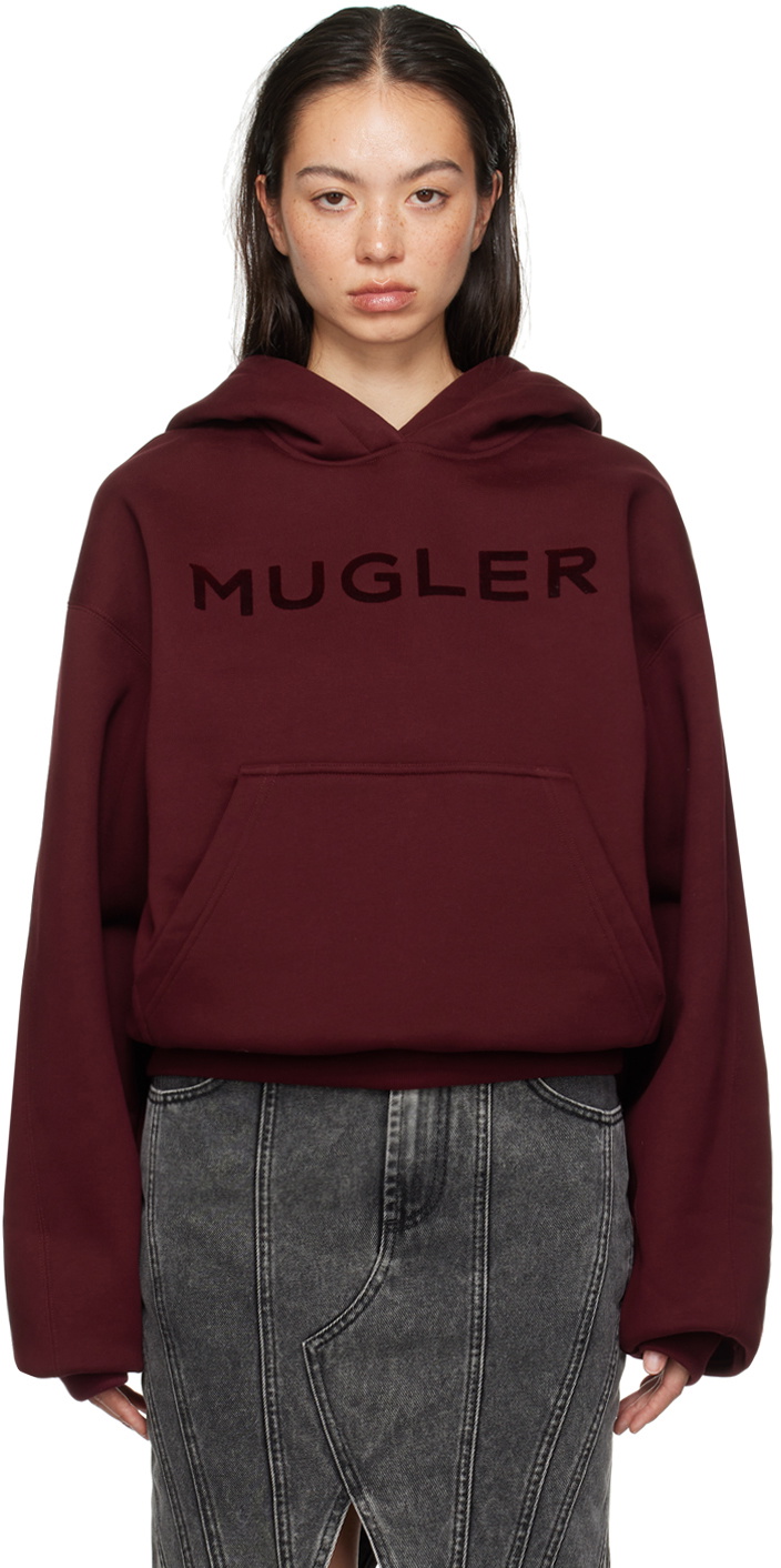 Mugler Red 'Mugler' Logo Hoodie Mugler