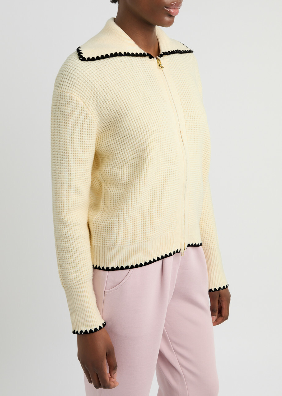 Varley Sibley Waffle-knit Jacket Cream Varley