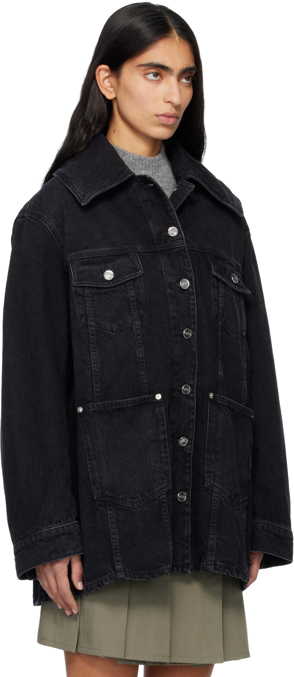 GANNI Black Washed Denim Jacket GANNI