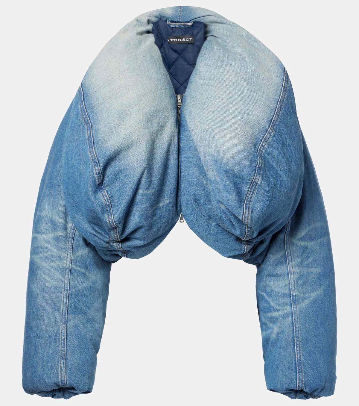 Y/Project Cropped denim puffer jacket Y/Project