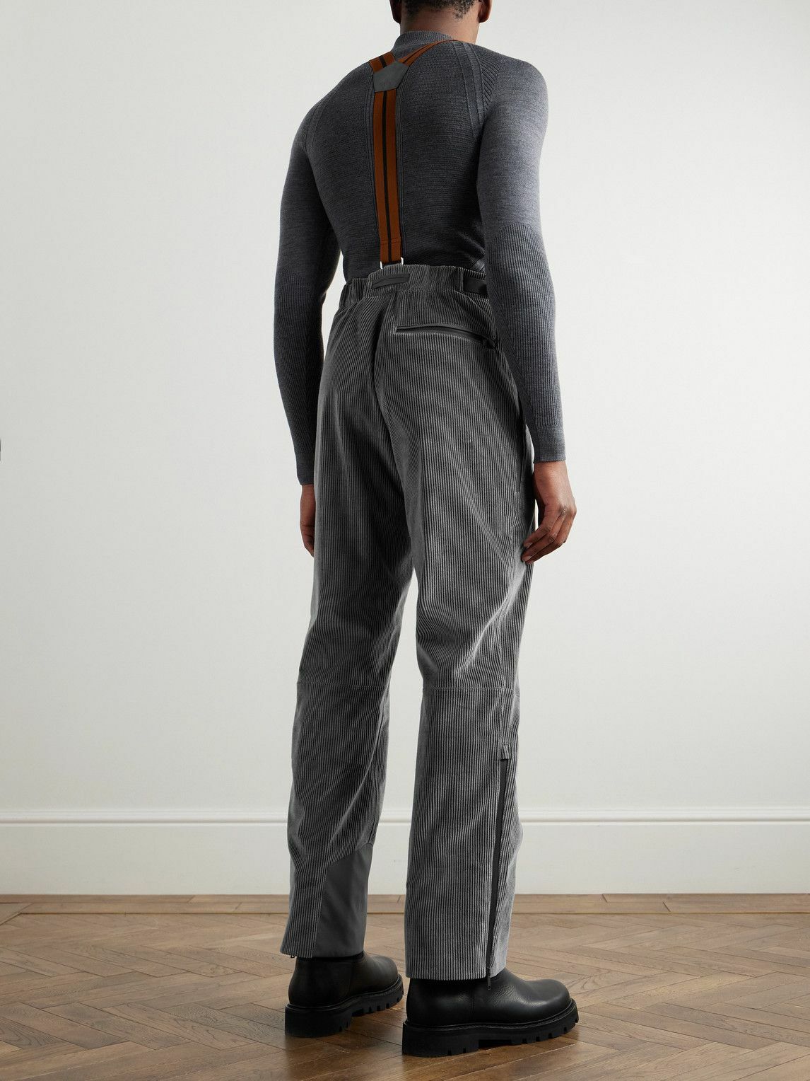 Zegna - Wide-Leg Cotton-Blend Corduroy Ski Salopettes - Gray Zegna