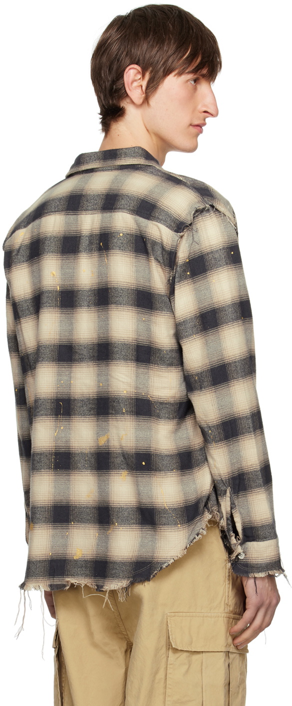 R13 Black & Beige Shredded Shirt R13