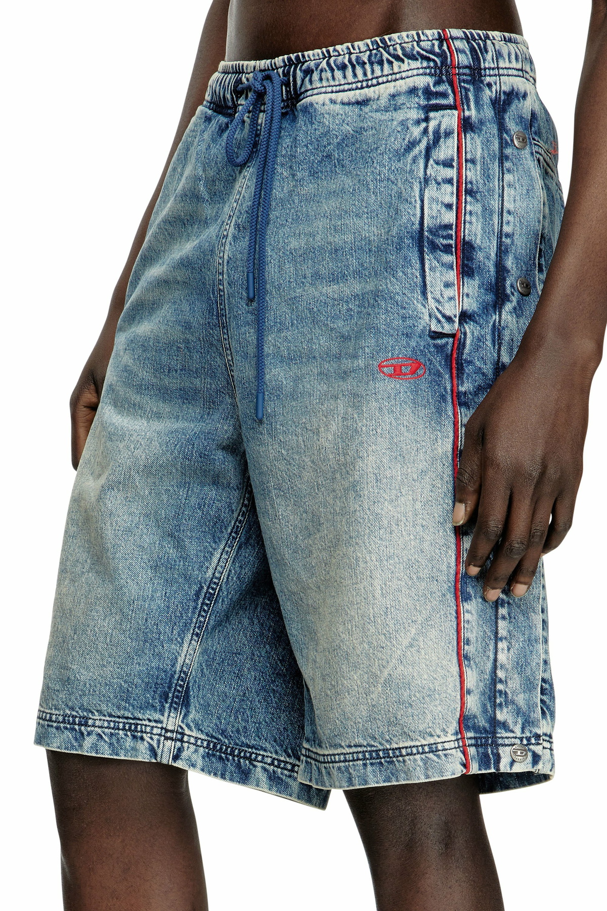 Diesel Denim shorts with red piping - Shorts - Unisex - Blue Diesel