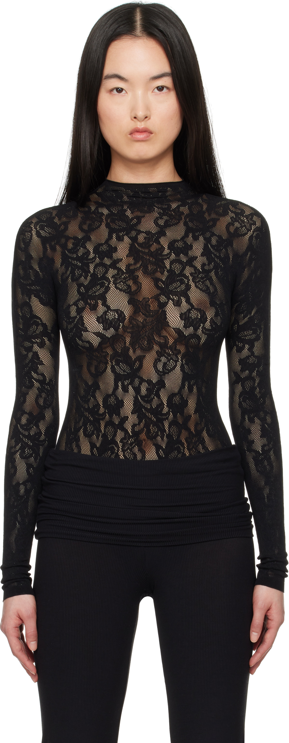 SKIMS Black Knit Lace Bodysuit SKIMS