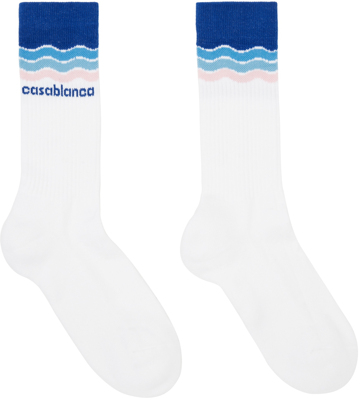Casablanca White & Blue Wave Socks Casablanca