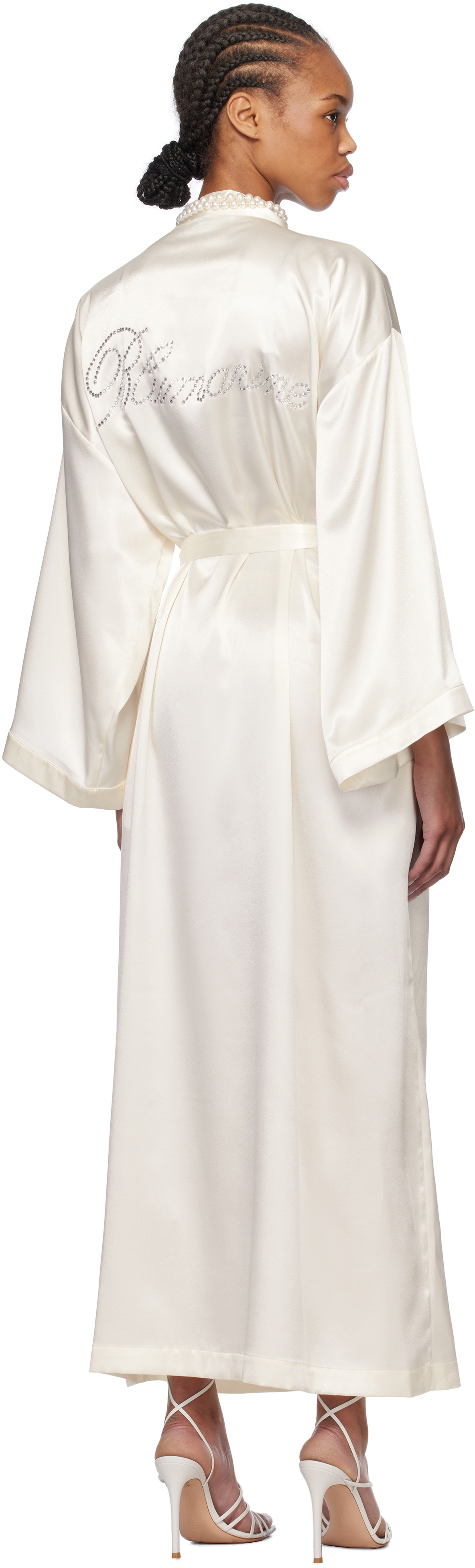 Blumarine Off-White Rhinestone Logo Robe Blumarine