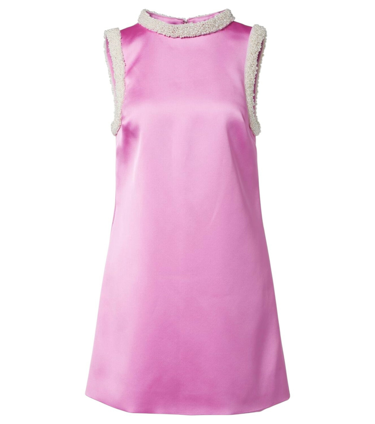 Self-Portrait Faux pearl-trimmed satin minidress Self-Portrait