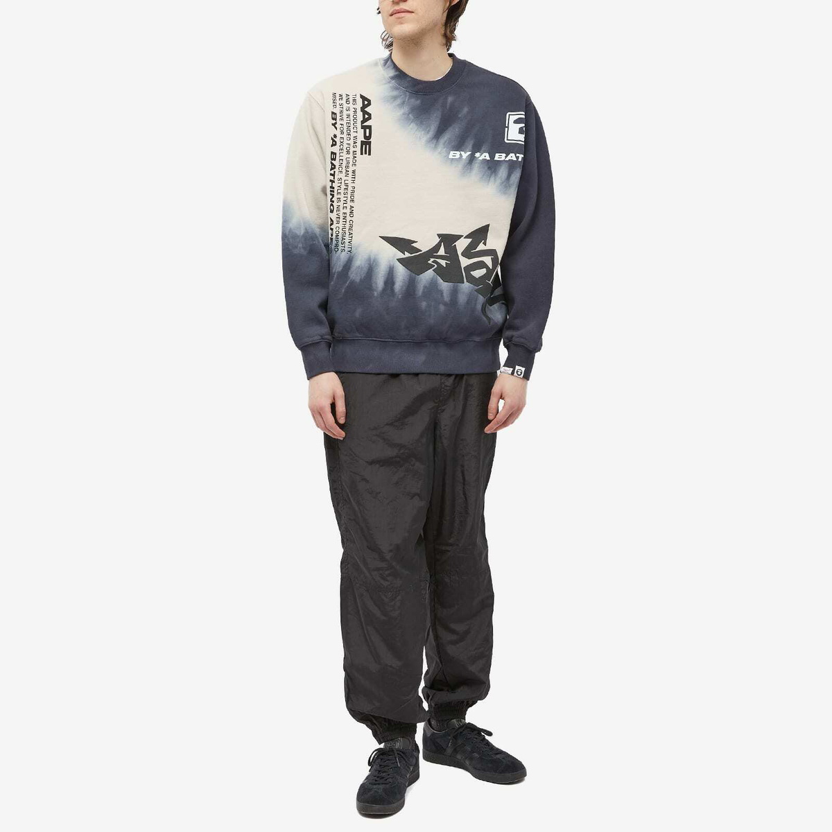 Men's AAPE Tag Crew Sweat in Black AAPE by A Bathing Ape