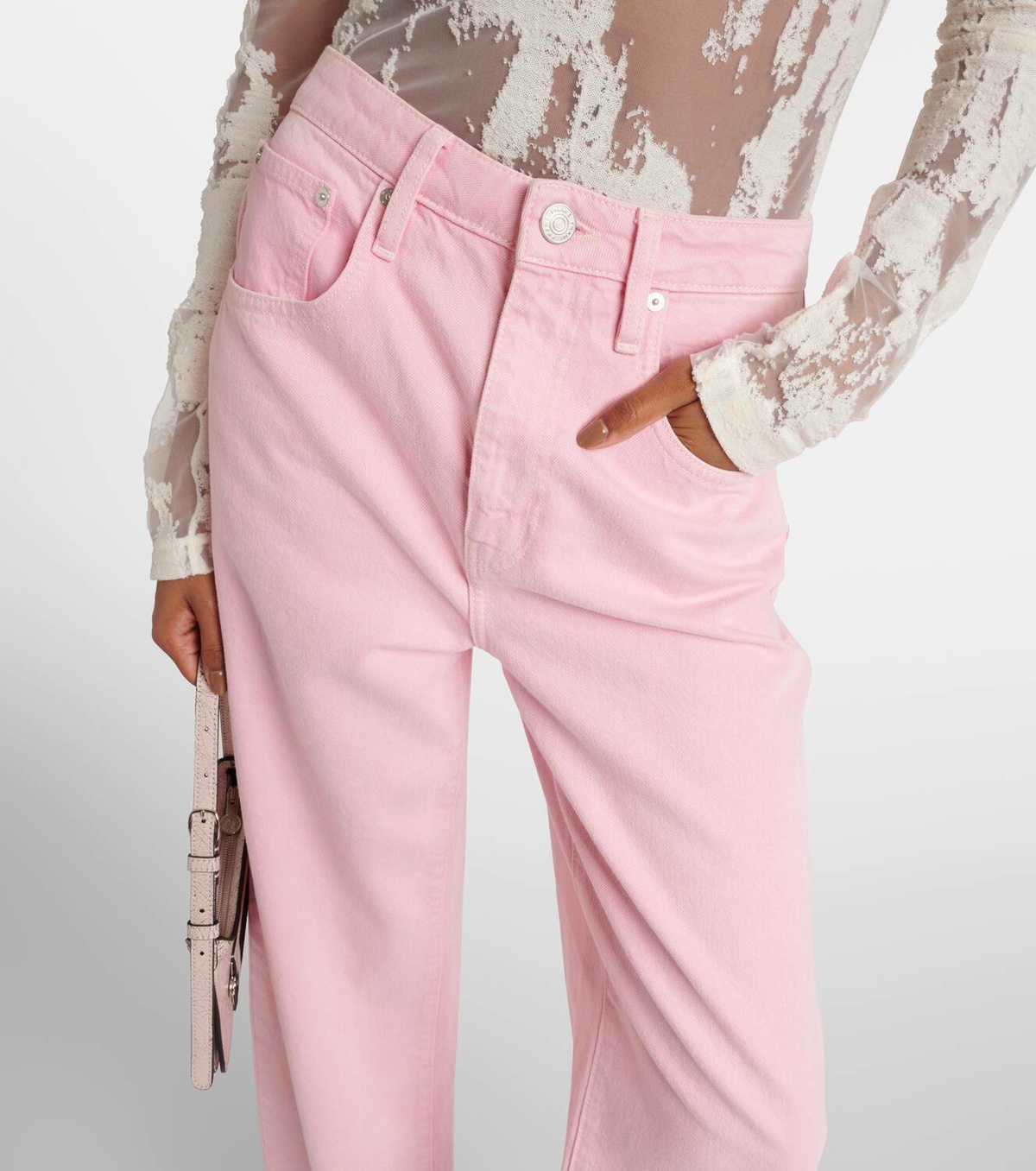 Frame High-rise barrel-leg jeans Frame Denim