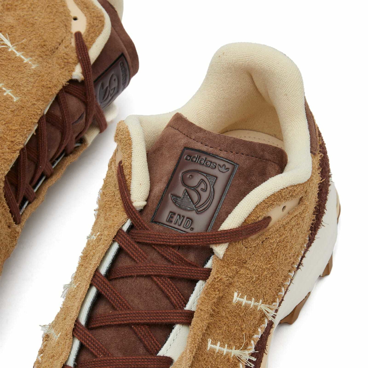 END. X Adidas Mocaturf 'Flyfishing' Sneakers in Sand/Chalk White adidas