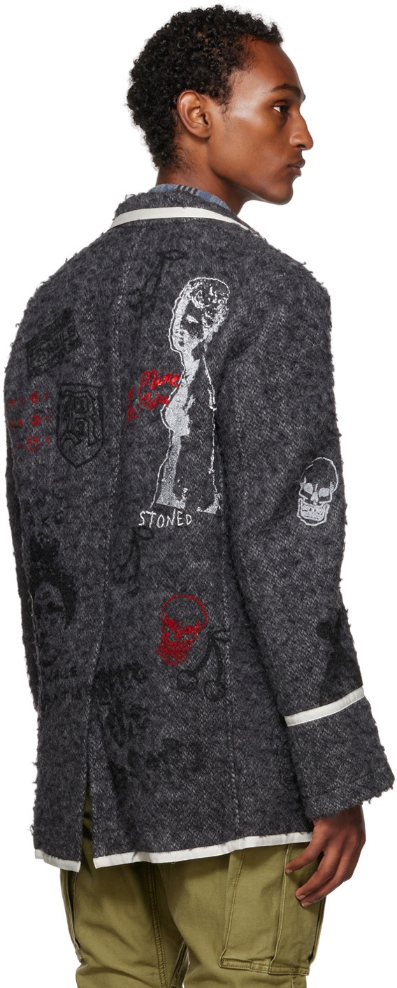 R13 Gray Punk Rowing Blazer R13