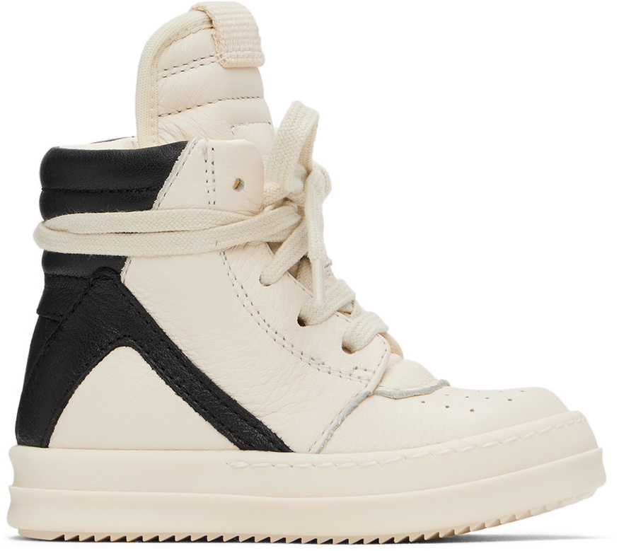 Rick Owens Baby Off-White & Black Geobasket Sneakers Rick Owens