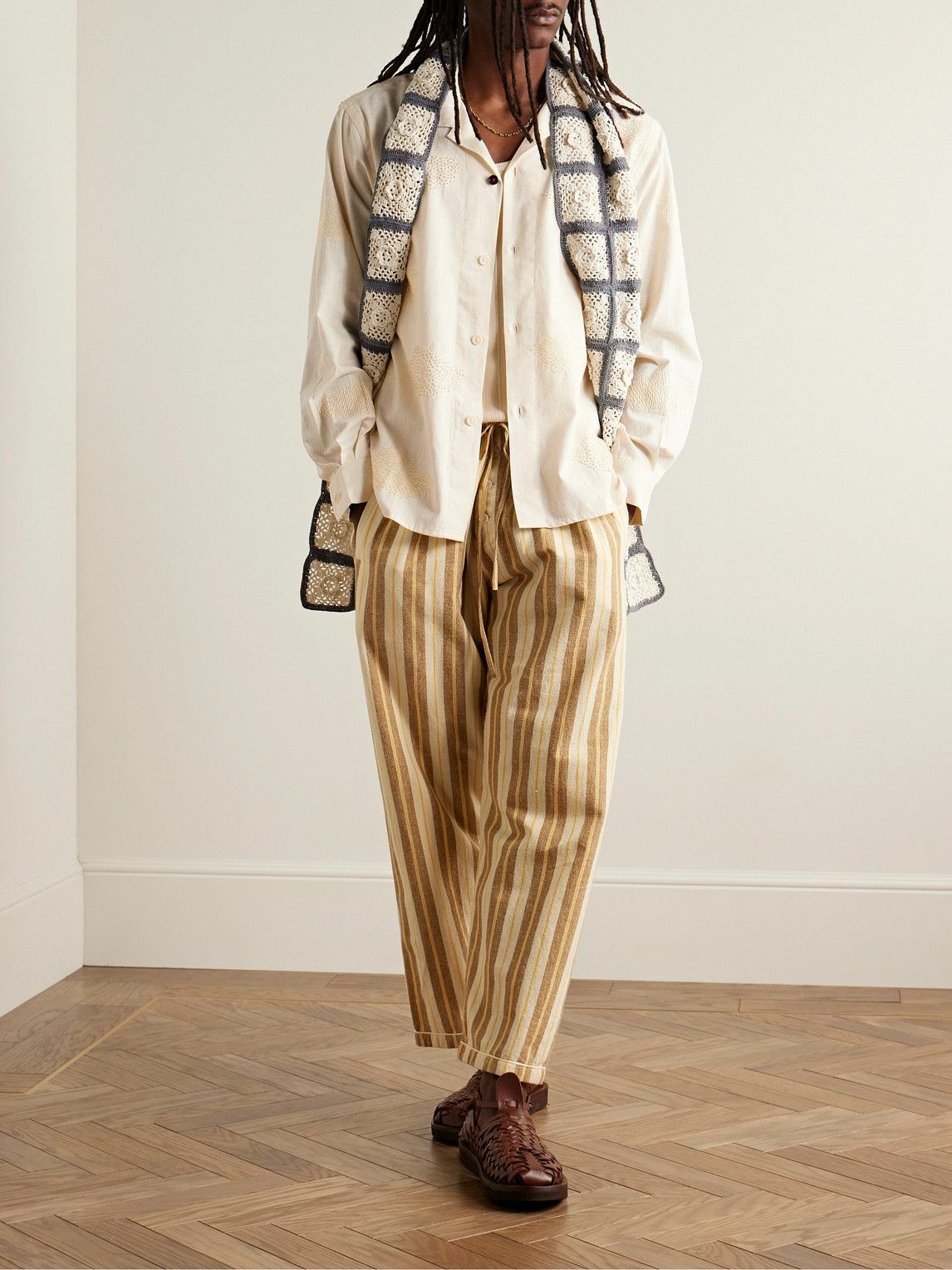 Kardo - Ronen Convertible-Collar Embroidered Cotton-Canvas Shirt ...