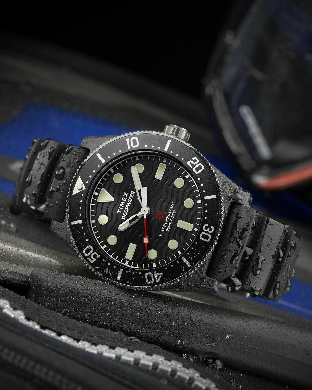 Timex Deep Water Reef 200 Composite Black Dial Black Rubber Strap 43mm ...