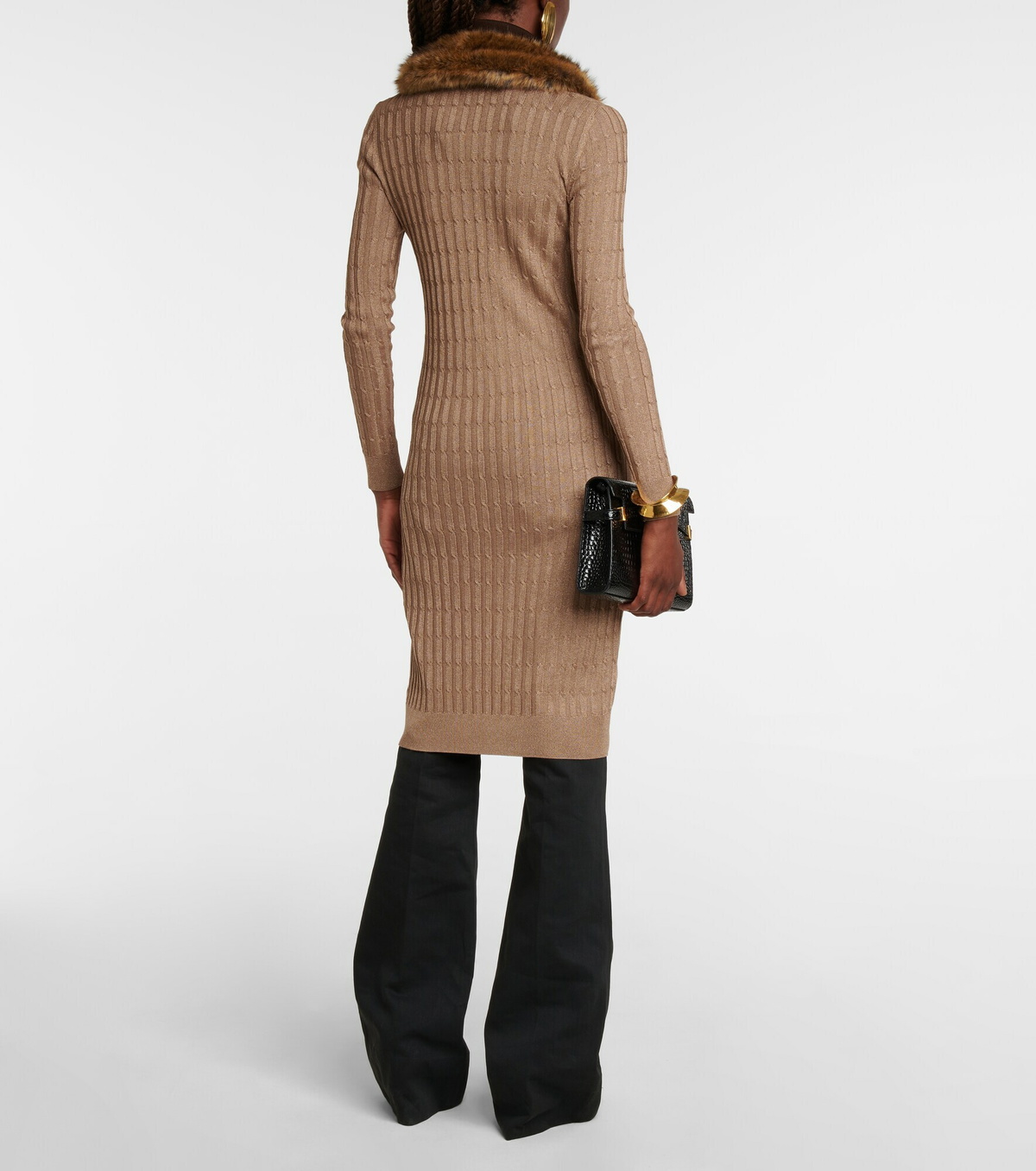 Saint Laurent - Faux fur-trimmed longline cardigan Saint Laurent