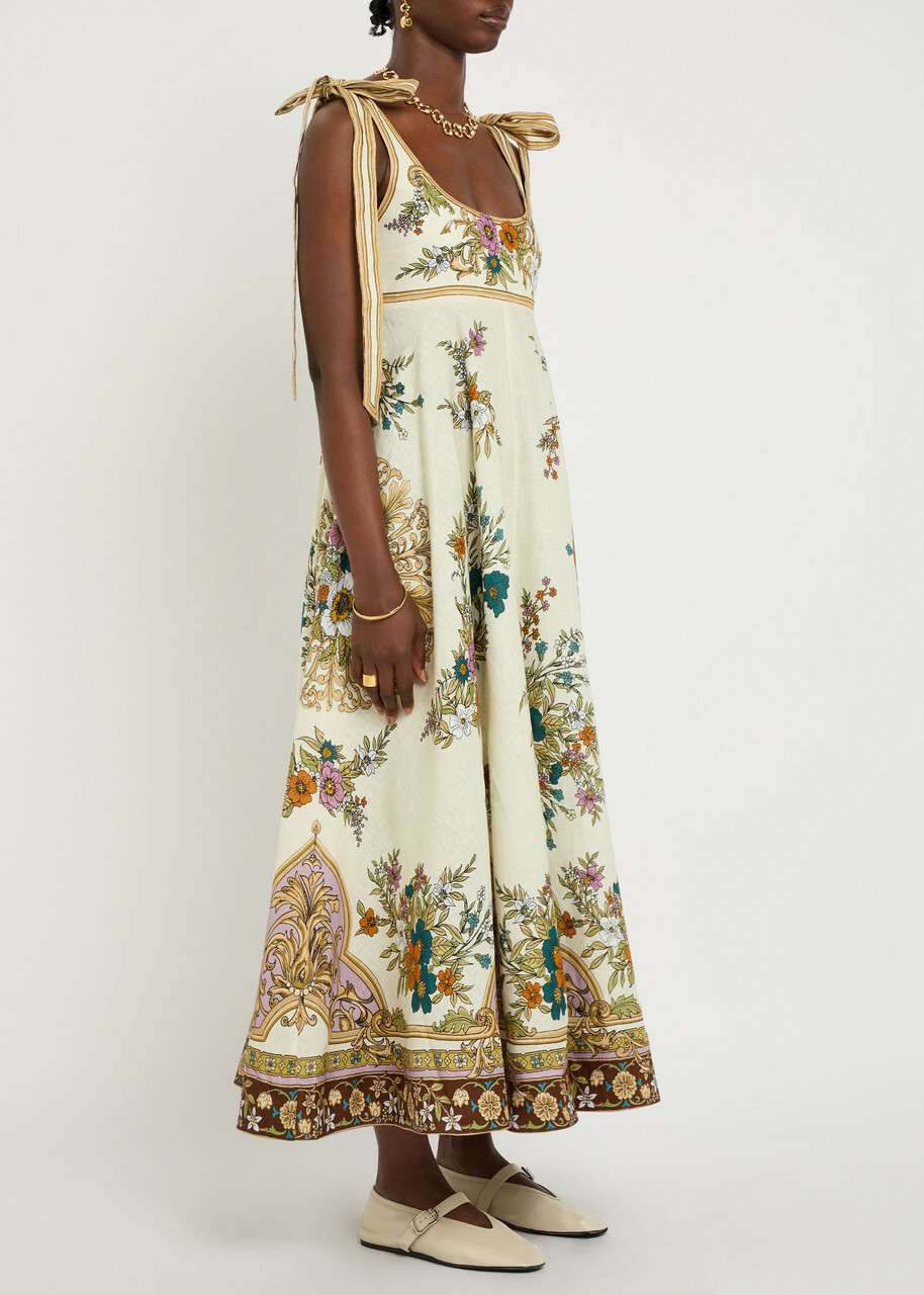 Alemais Antoinette Floral-print Linen Maxi Dress Cream ALÉMAIS