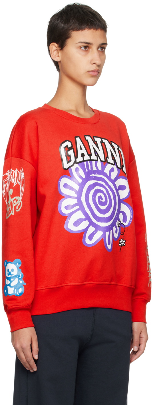 GANNI Red Isoli Mega Flower Sweatshirt GANNI