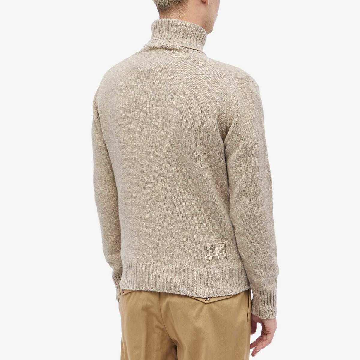 Universal Works Men's Eco Wool Roll Neck Knit in Oatmeal Universal Works