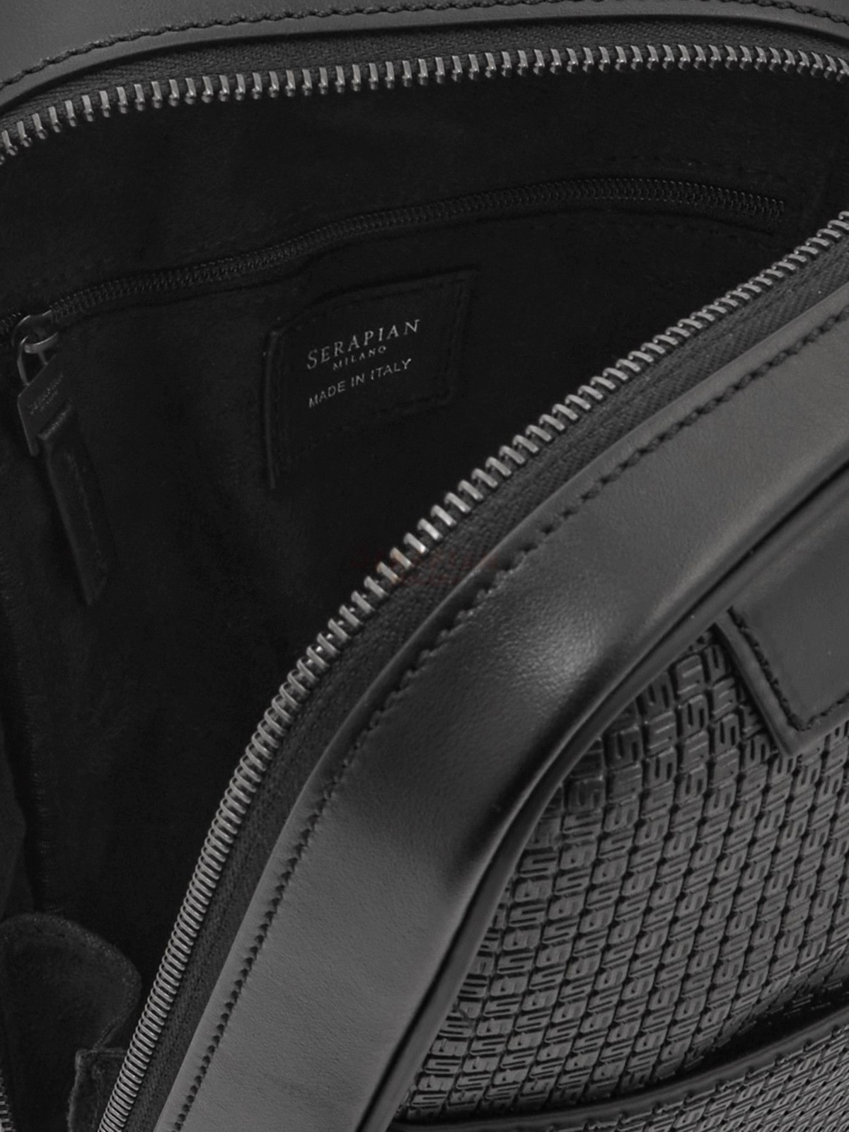 Serapian - Sling Leather-Trimmed Stepan Coated-Canvas Backpack Serapian