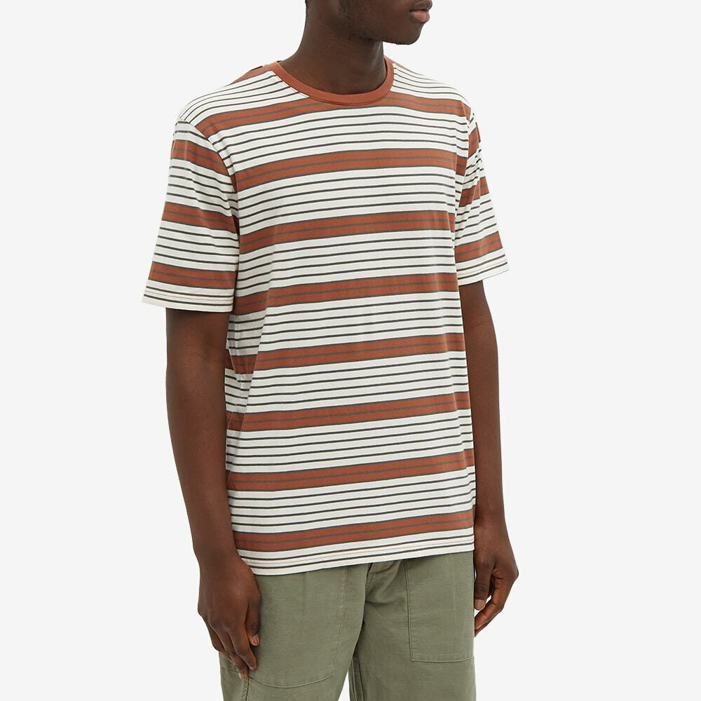 Folk Men's Highlight Stripe T-Shirt in Rust/Ecru Folk