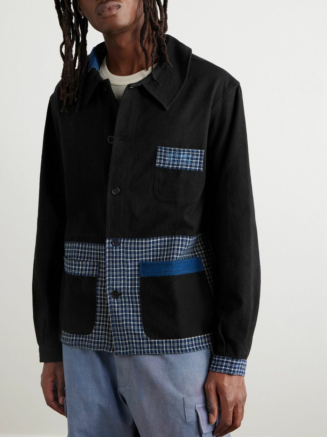 Story Mfg. - French Checked Organic Cotton Jacket - Black Story Mfg.