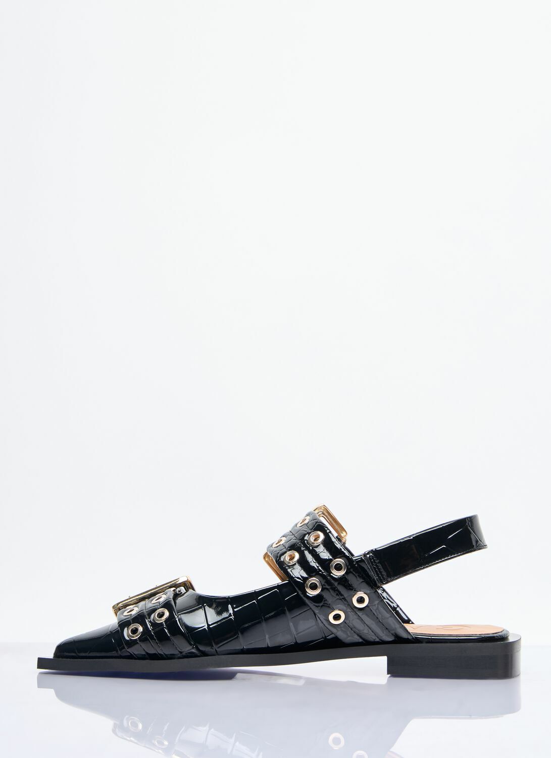 GANNI Feminine Buckle Ballerina Flats GANNI