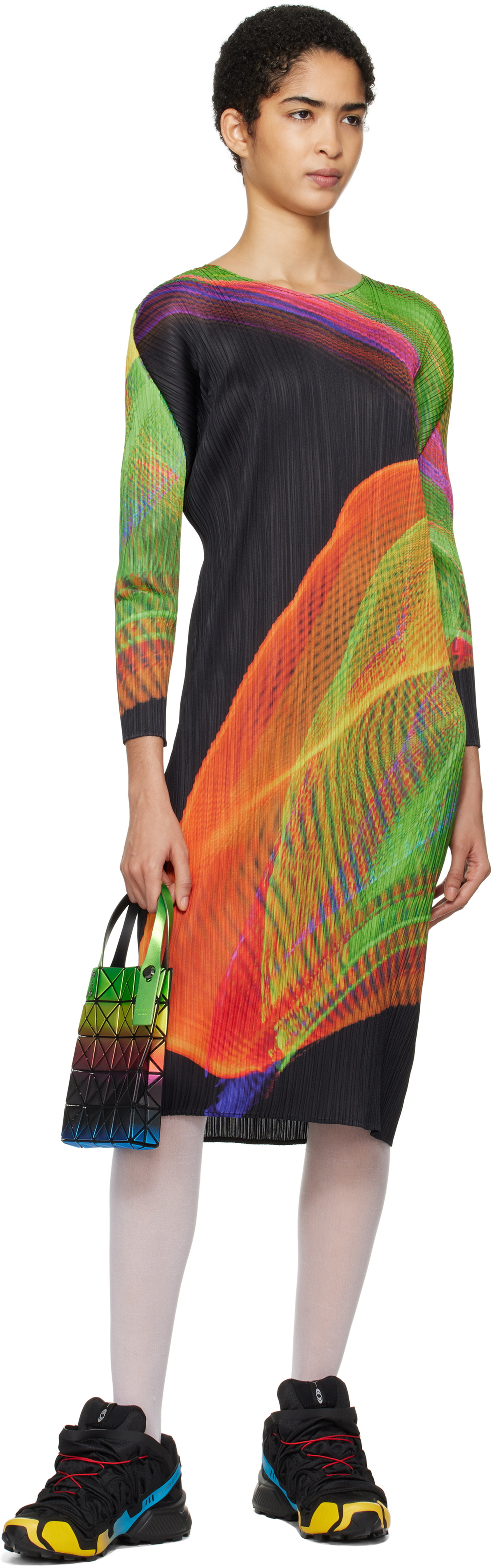 PLEATS PLEASE ISSEY MIYAKE Multicolor Spectrum Midi Dress Pleats Please ...