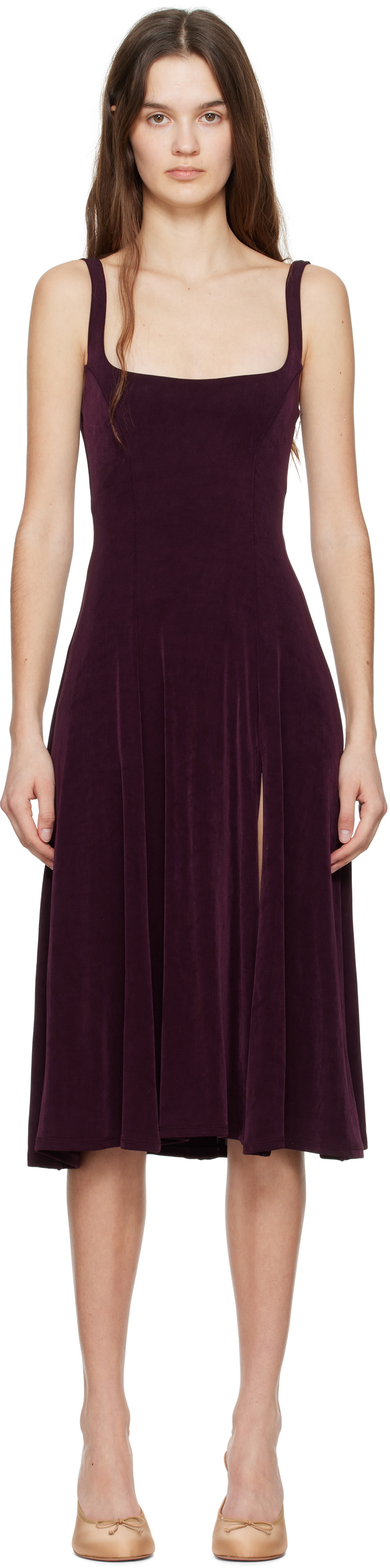 Mirror Palais Purple Linda Supermodel Midi Dress Mirror Palais