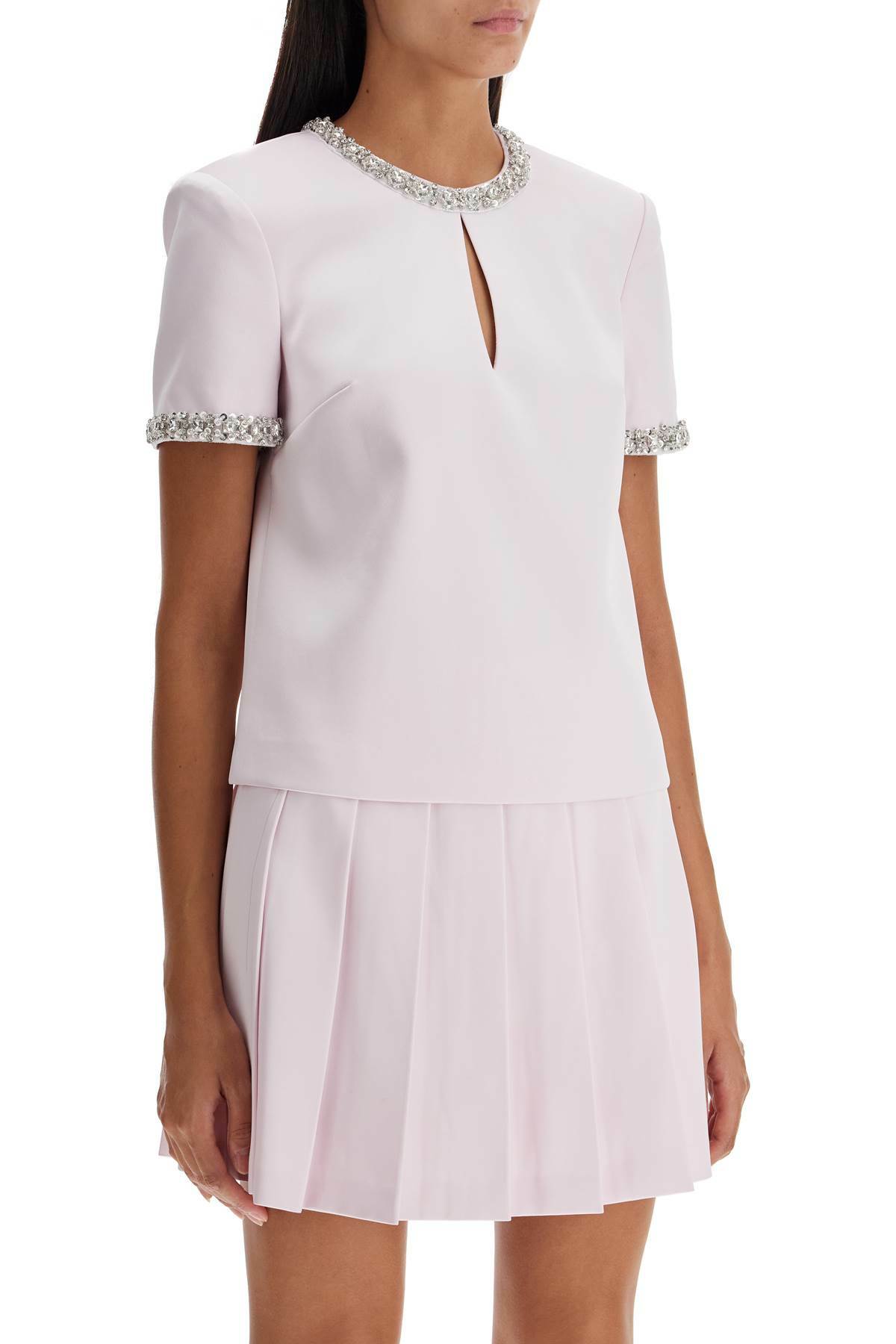 self-portrait pink Satin Embellished Top Self-Portrait