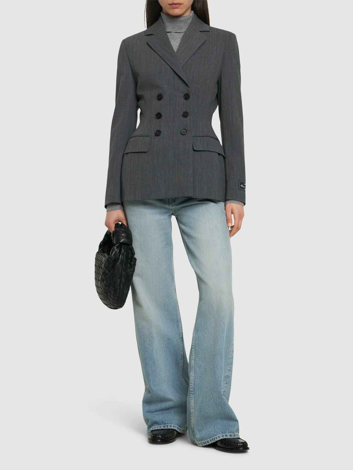 MSGM Fitted Double Breast Wool Blend Jacket MSGM