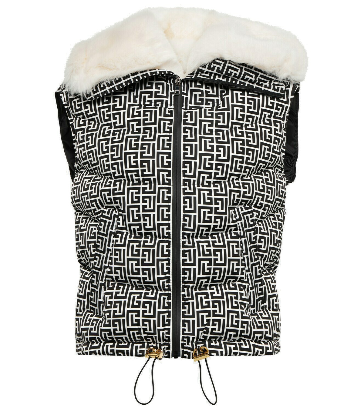 Balmain - Monogram faux fur-trimmed vest Balmain